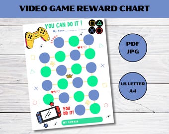 Video Game Reward Chart, Printable Gaming Reward Chart, Boy Reward ...