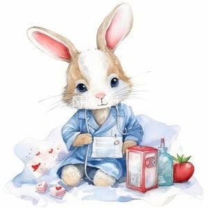 Rabbit Clipart, Nurse's Cliart, in a Nurse's Outfit, Taking Care of ...