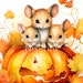Fantasy Pumpkin Clipart, Fall Leaves Clipart, Cute Mice Clipart, Art ...