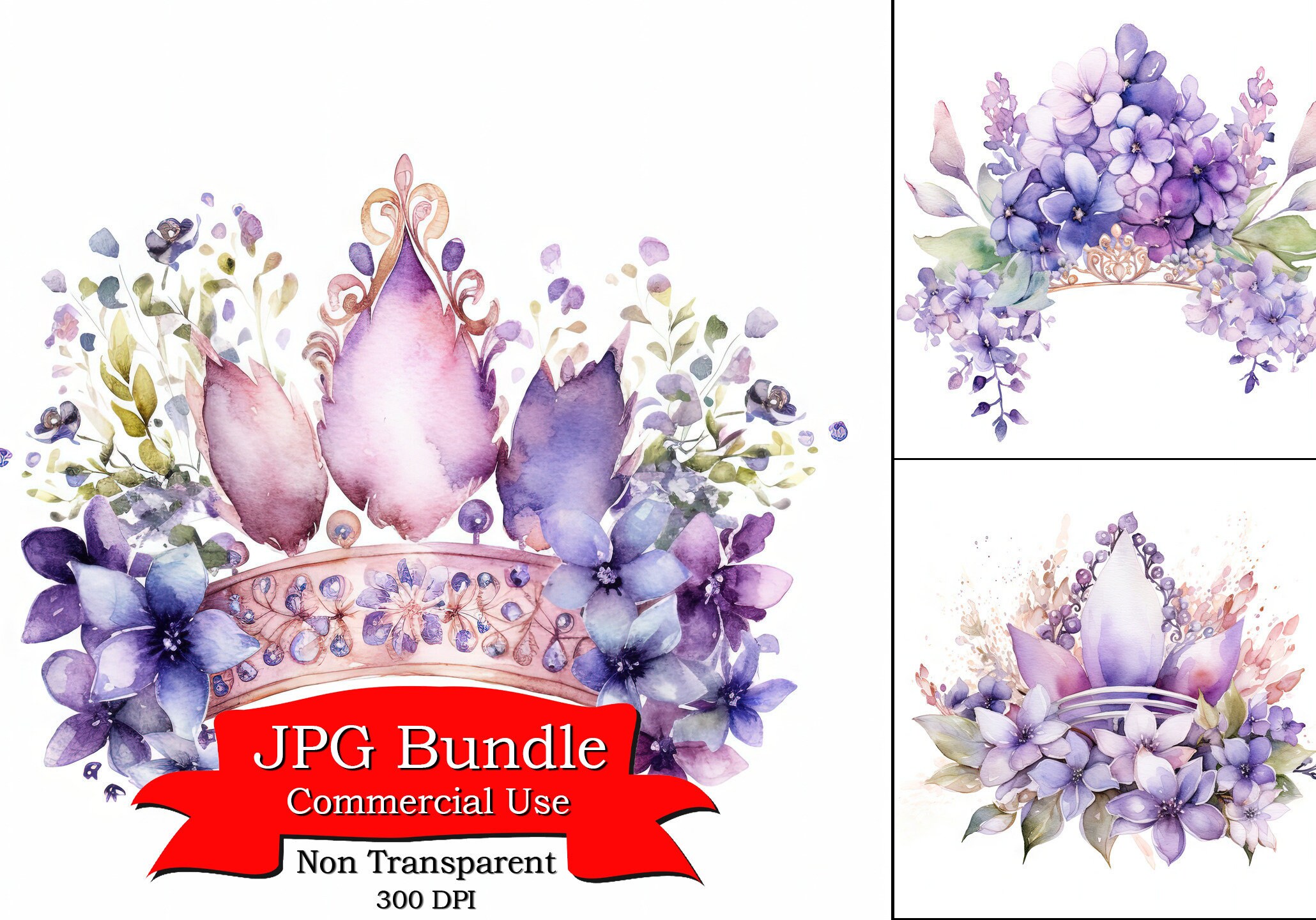 Lilac Crown Watercolor Digital Clipart Paper Crafting Digital - Etsy