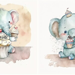 Watercolor Baby Elephant Clipart for Birthday Celebrations and Nursery ...