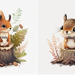Watercolor Squirrel Clipart Set - Forest Animal Cliparts , Woodland ...