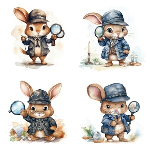 Rabbit Clipart, Detective Clipart, Wearing a Detective Outfit, Solving ...