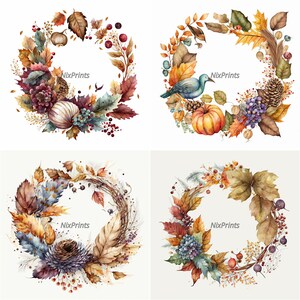 Thanksgiving Autumn Wreath Clipart: Decorative Fall-themed Clipart for ...