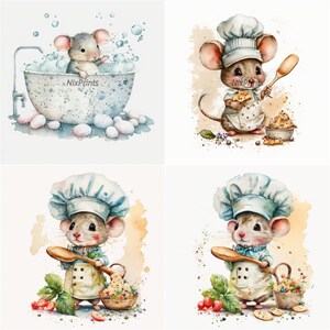 Mouse Baking Clipart, Mouse Bathroom, Chef, Kitchen Cliparts - Adorable ...