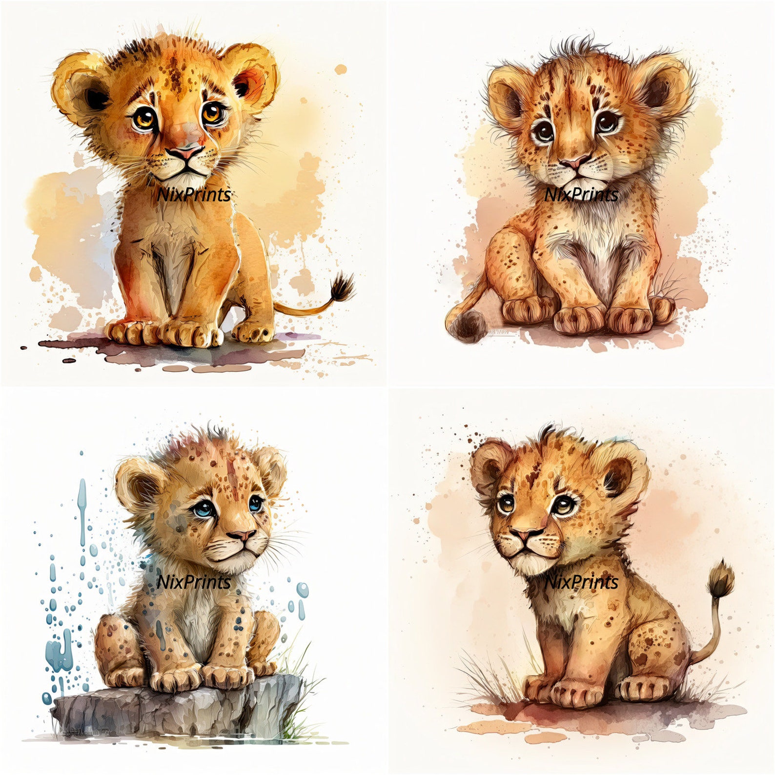 Vibrant Cute Lion Cub Clipart Bundle-super Quality Digital Phote ...