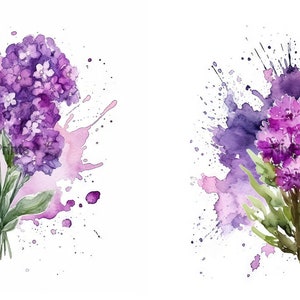 Statice Flower Paint Splash Clipart, Digital Paper Crafting, Digital ...