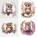 Whimsical and Nordic Pastel Color Owl With Flowers Clipart Set With ...