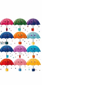 Raindrops Clipart, Colorful Umbrella Clipart, Design for Cake, Images ...