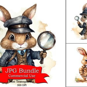 Rabbit Clipart, Detective Clipart, Wearing a Detective Outfit, Solving ...