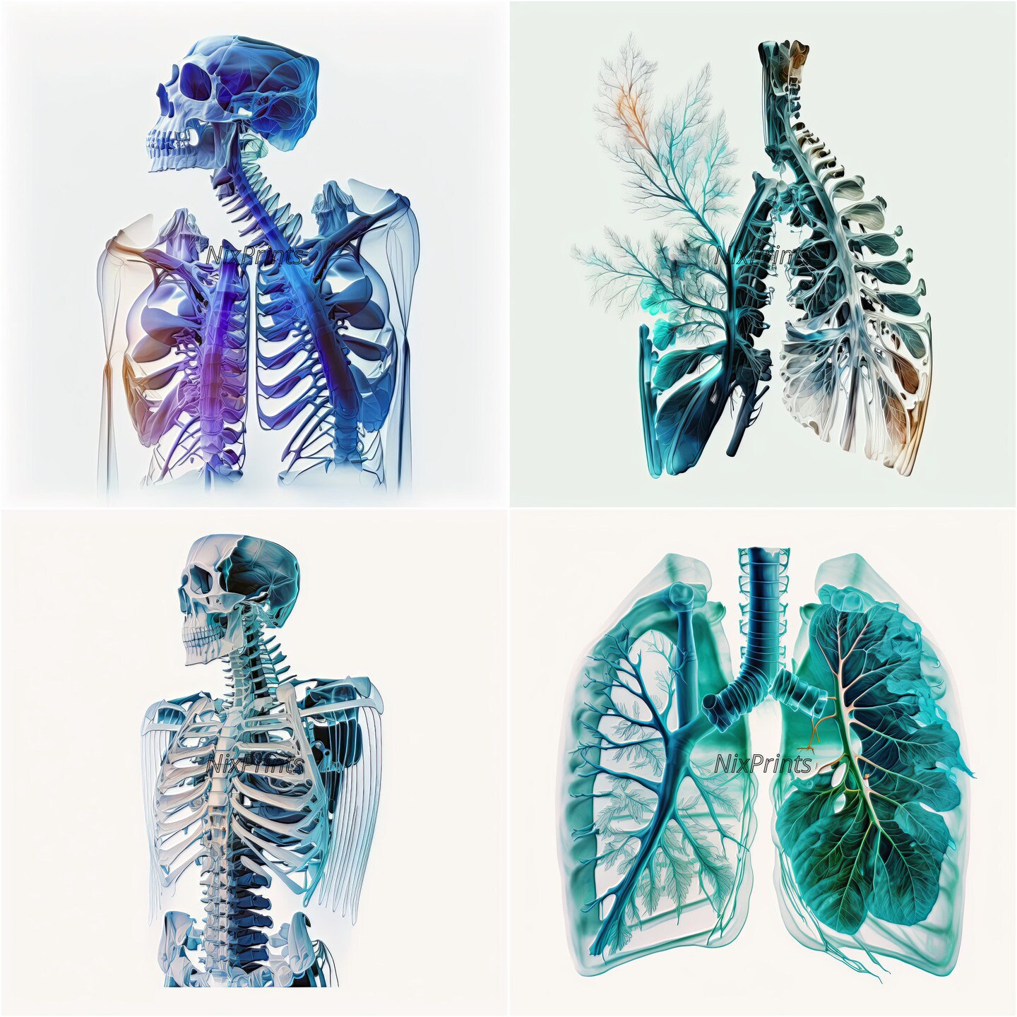 X-ray Watercolor Clipart, Medical Imaging Art, Digital Download, Non ...