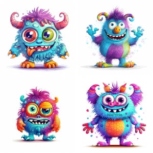 Vibrant Digital Clipart of a Cute and Playful Monster, Digital Paper ...