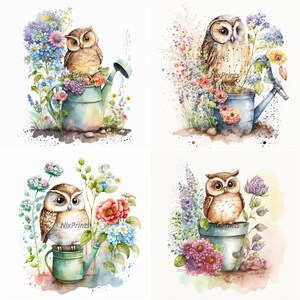 Spring Owl Clipart and Digital Papers for Commercial Use, Printable ...
