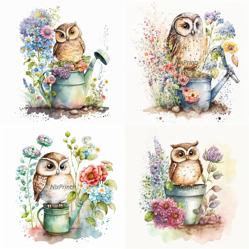Spring Owl Clipart and Digital Papers for Commercial Use - Etsy