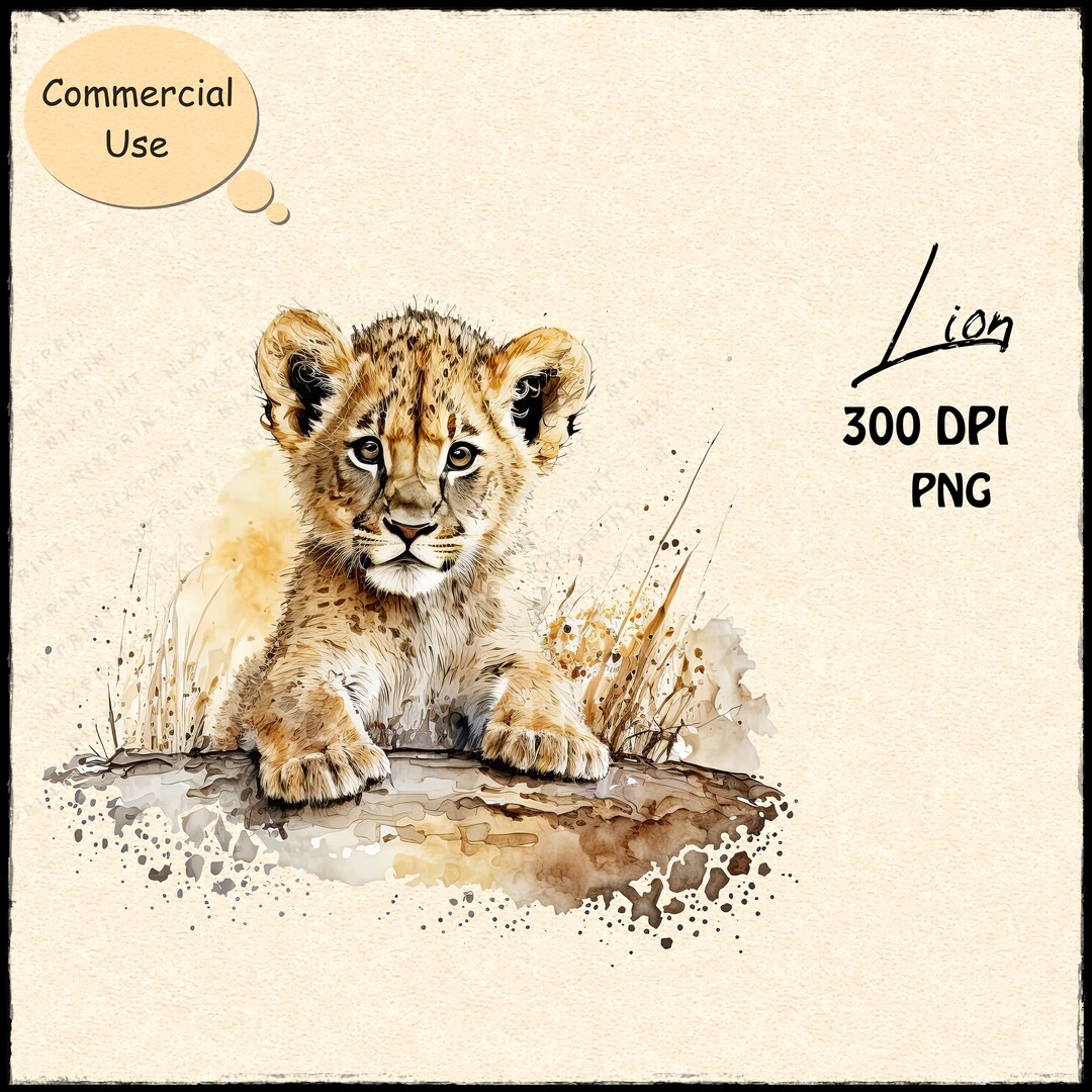 Transparent Baby Lion Clipart Watercolor, Cute Lion Clipart Digital ...