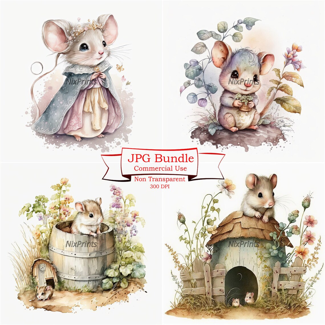 Fairy Tale Mouse Clipart Fantasy Farm & Countryside Fashion - Etsy Canada
