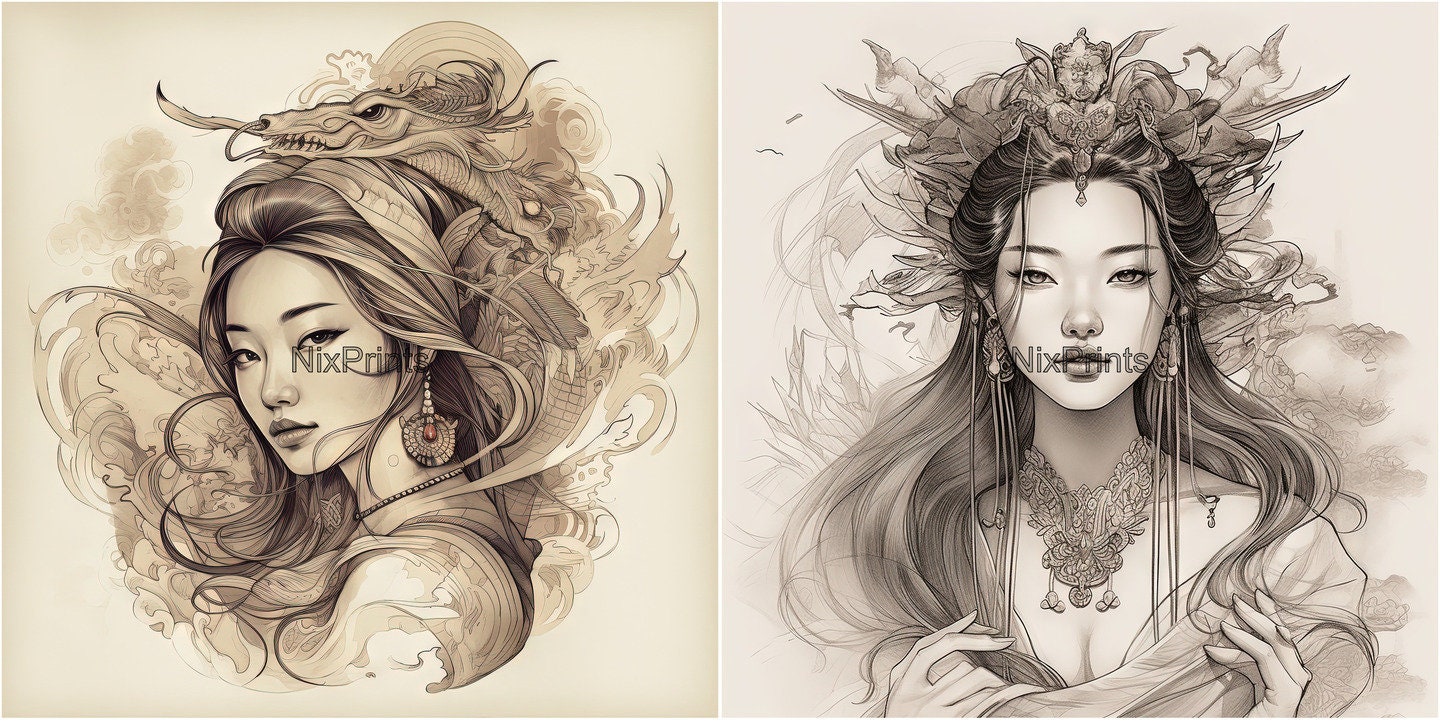 Chinese Girl Clipart Chinese Beauty Head Portrait - Etsy Canada