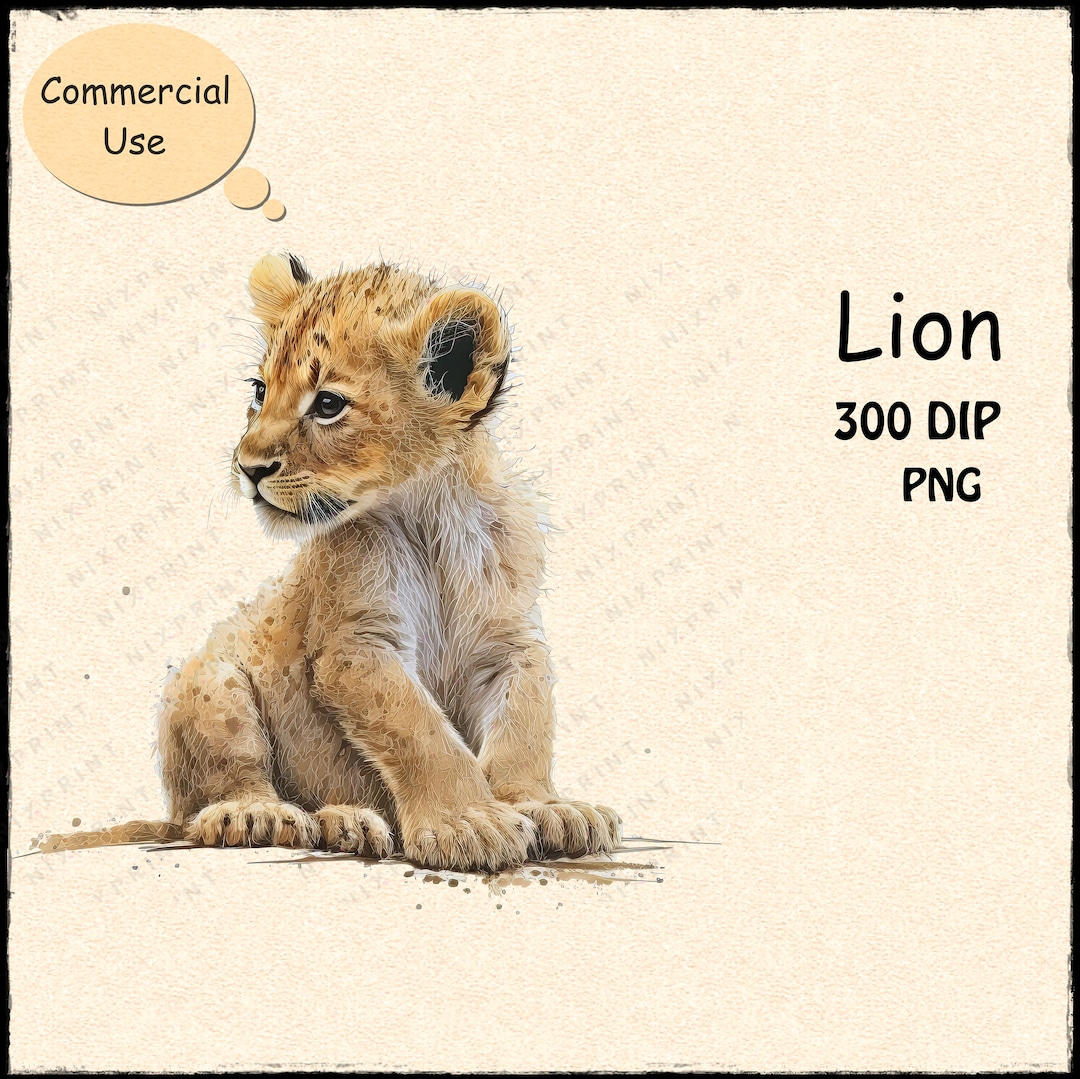 Baby Lion Clipart Watercolor, Cute Lion Clipart Digital , PNG File ...