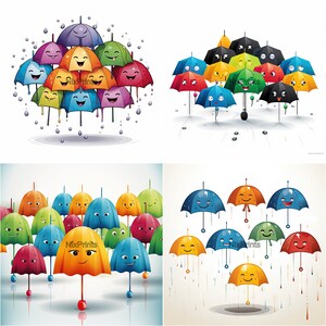 Raindrops Clipart, Colorful Umbrella Clipart, Design for Cake, Images ...