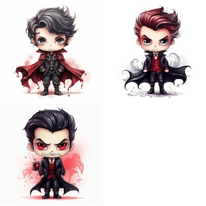 Cute Chibi Boy Vampire Clipart, Halloween Designs,watercolor Style ...