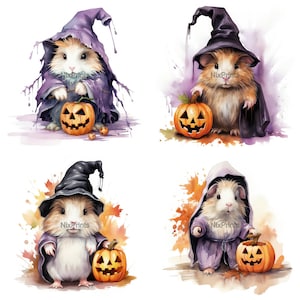 Cute Guinea Pig Clipart, Spooky Halloween Costume, Ghost, Witch, and ...