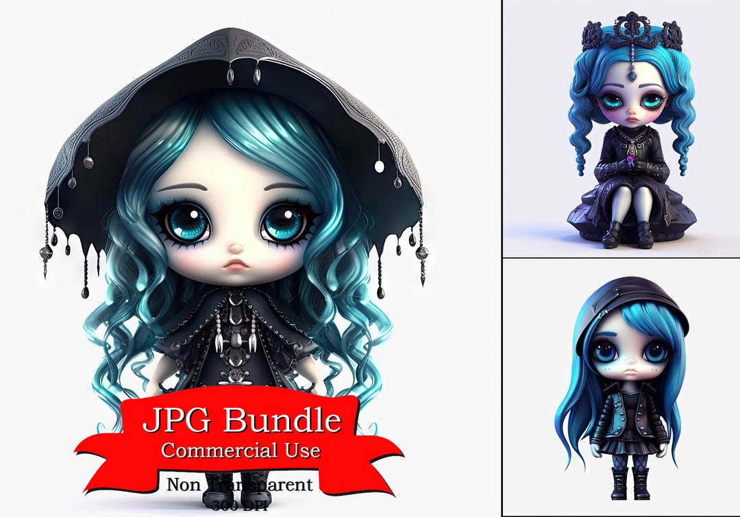 Gothic Chibi Clipart, Dark Fantasy Theme, JPG Format,digital Paper ...