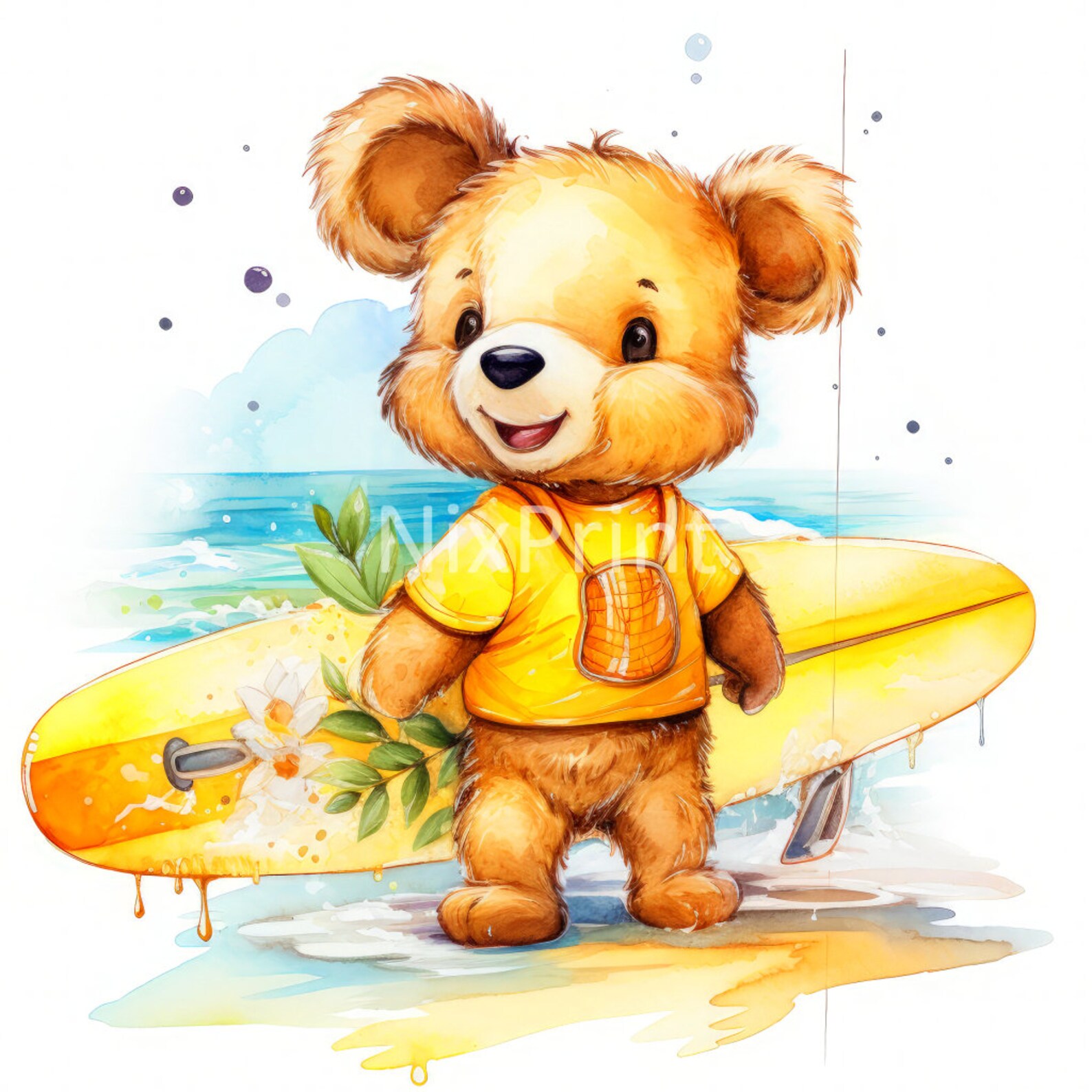 Pooh Clipart, Teddy Bear Lifeguard Clipart, Surfing Clipart, Holding a ...