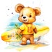 Pooh Clipart, Teddy Bear Lifeguard Clipart, Surfing Clipart, Holding a ...