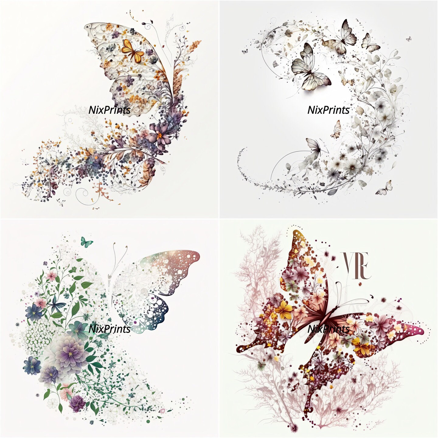 Magical and Whimsical Spring Butterfly Clipart for Commercial Use ...