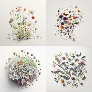 Hyper-realistic Flowers Sprouting, Detailed Clipart, Digital Download ...