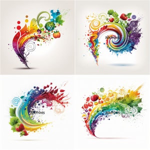 Colorful Watercolor Clipart for Personal and Commercial Use | Rainbow ...