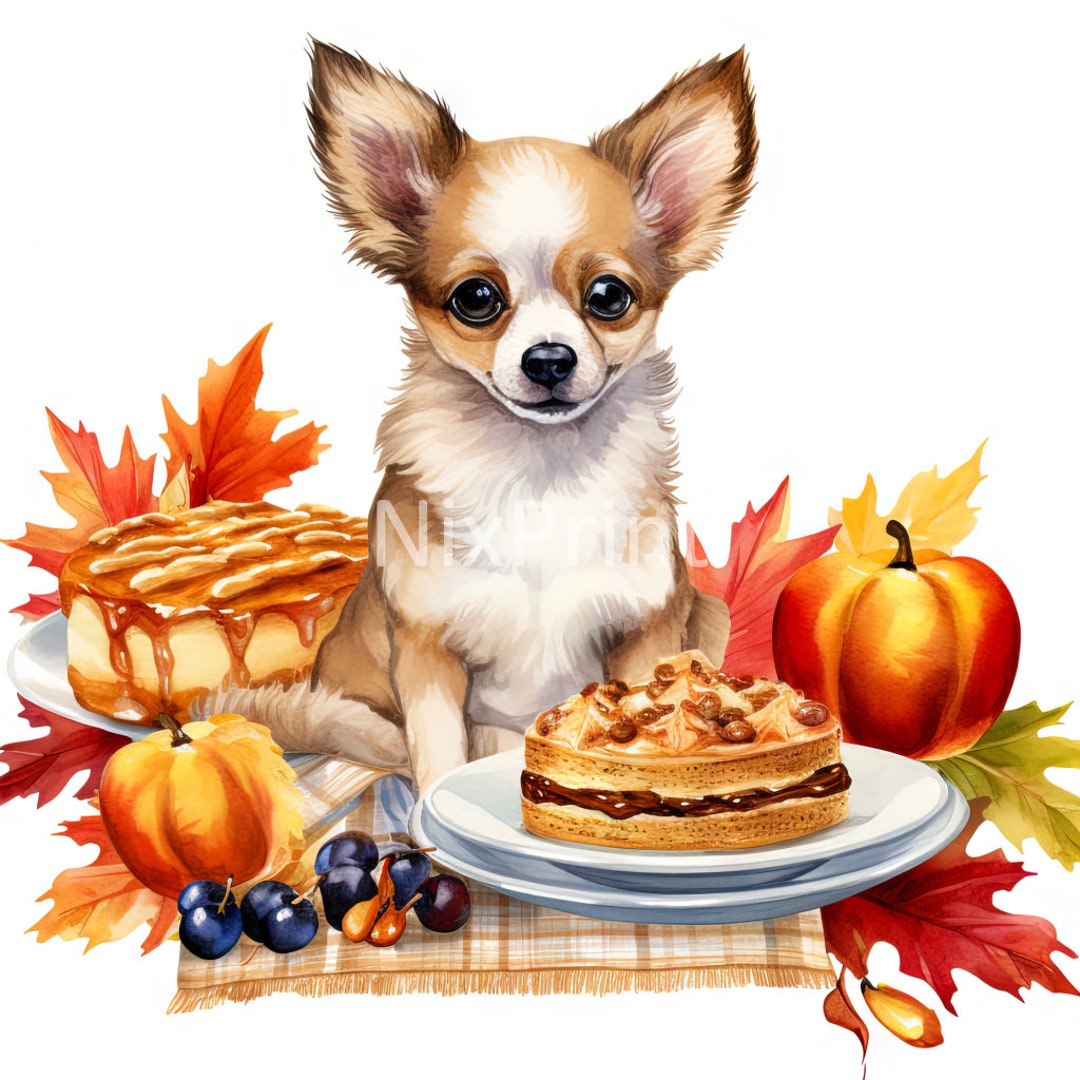 Cute Chihuahua Puppy Clipart, Thanksgiving Themes, Family Dinner ...