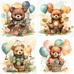 Baby Bear Clipart Sitting in Hot Air Balloon Clipart Picture - Etsy
