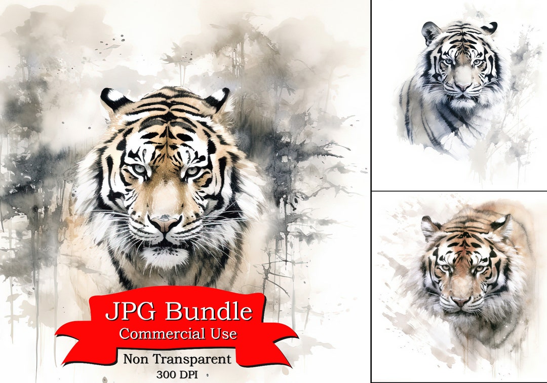 Sumi-e Japanese Watercolor Tiger, Wall Art for Dentist, Wall Art for ...