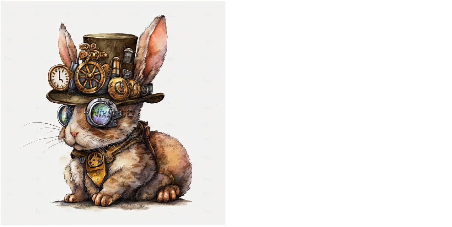 Bunny Dystopian Future Steampunk Clipart Intriguing and - Etsy