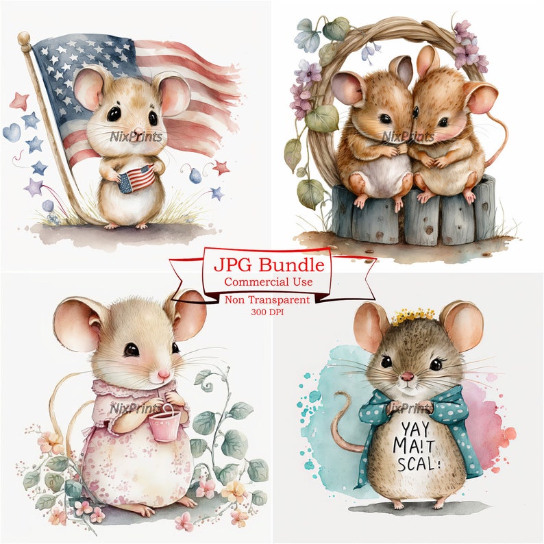 Mouse Independence Day Clipart International Friendship Day - Etsy