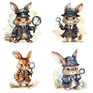 Rabbit Clipart, Detective Clipart, Wearing a Detective Outfit, Solving ...