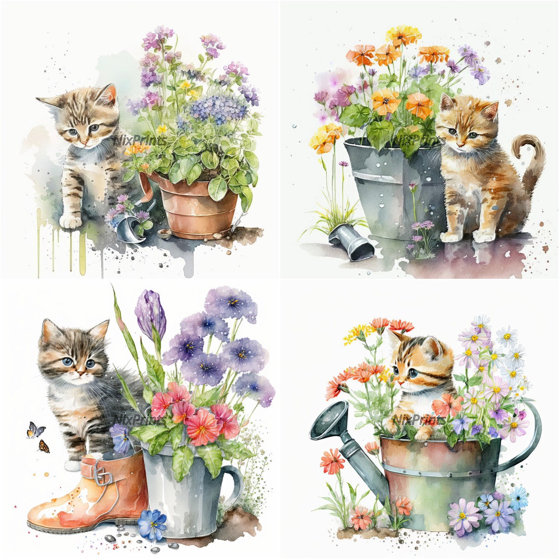 Kitten Clipart Set Cat Spring Theme High Quality JPG Digital - Etsy