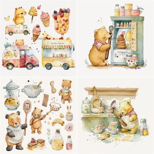 Watercolor Chef Winnie the Pooh Clipart for Baking and Kitchen Themes ...