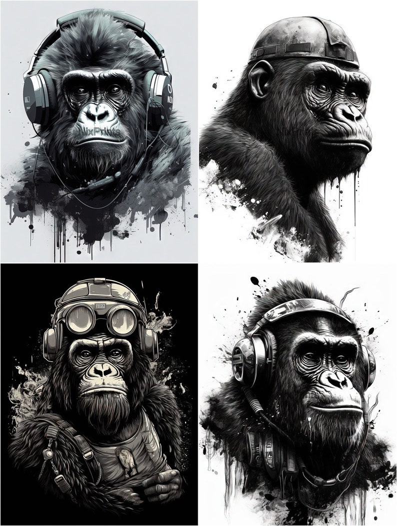 Gorilla Punk Art Clipart Rebellion and Attitude in Clipart - Etsy
