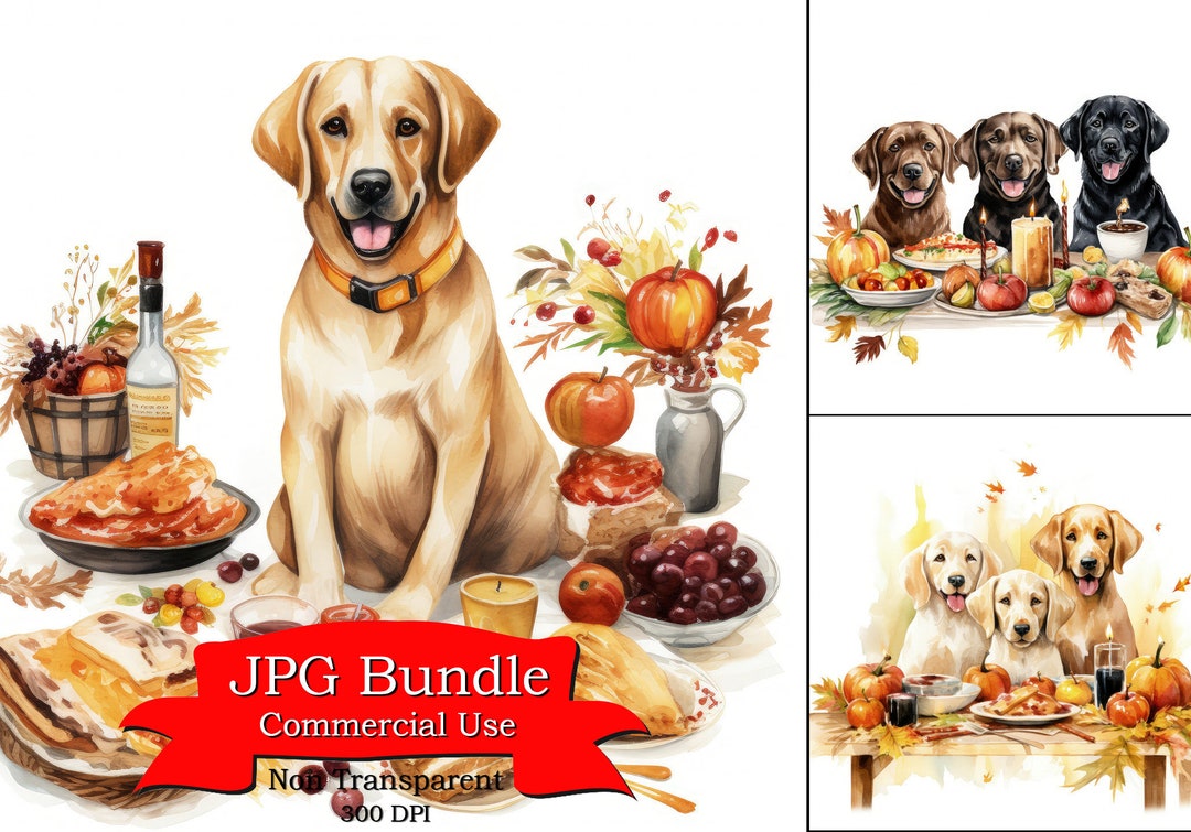 Cute Labrador Retriever Dog Clipart, Thanksgiving Themes, Family Dinner ...