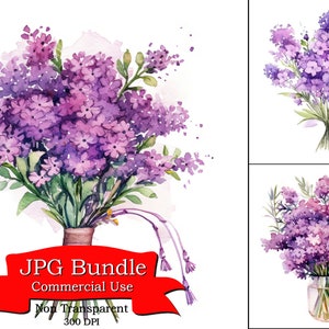 Statice Flower Bouquet Clipart, Watercolor Cliprt ,digital Paper ...