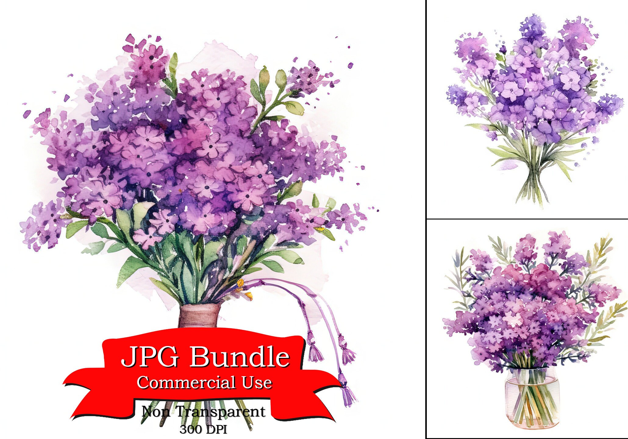 Statice Flower Bouquet Clipart Watercolor Cliprt digital - Etsy