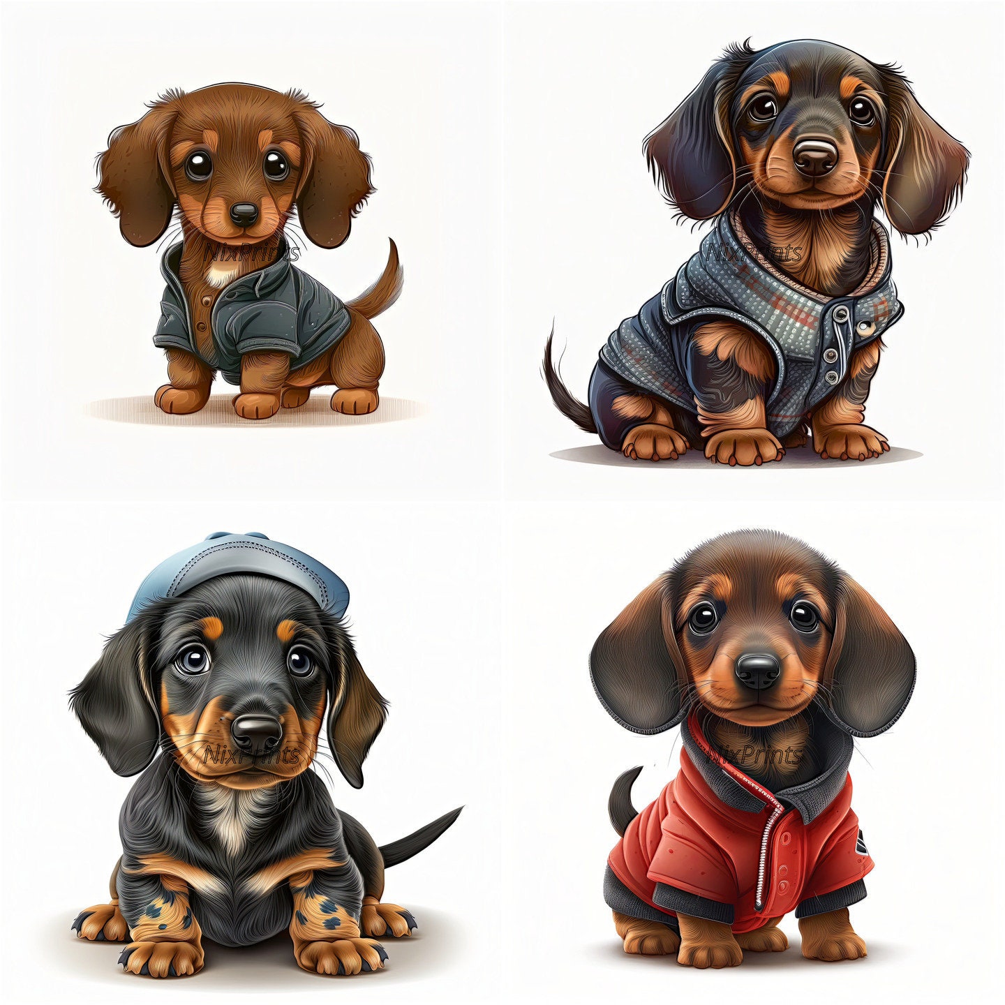 Dachshund Puppy Clipart Pack in JPG Format Commercial Use - Etsy