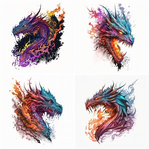 Fantasy Dragon Clipart Designs Bundle Jpg for Sublimation Printing and ...