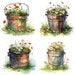 Rusted Bucket With Wildflowers Digital Clipart in JPG Format Digital ...