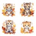 Cute Tiger Fall Foliage Watercolor Clipart, Wall Art for Outdoor ...