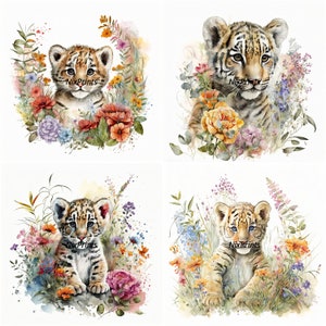 Tiger Watercolor Clipart, Cute Baby Tiger Clipart for Crafting and ...