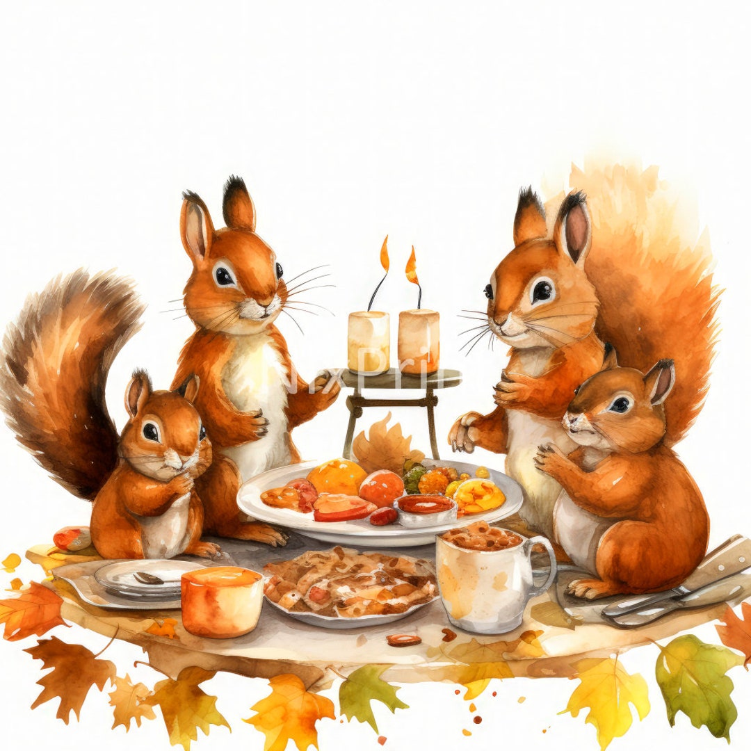 Squirrel Clipart, Thanksgiving Themes, Family Dinner Scenes Clipart ...