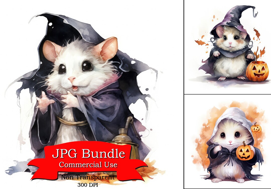 Cute Hamster Clipart, Spooky Halloween Costume, Ghost, Witch, and ...